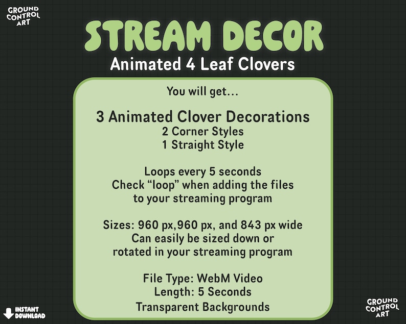 Four Leaf Clover Animated Overlay | Transparent Livestream Animation ...