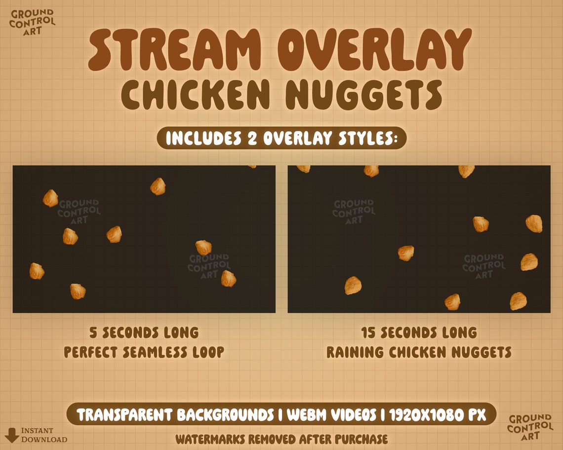 Chicken Nuggets Animated Overlay | Chicken Nuggie Transparent Animation ...