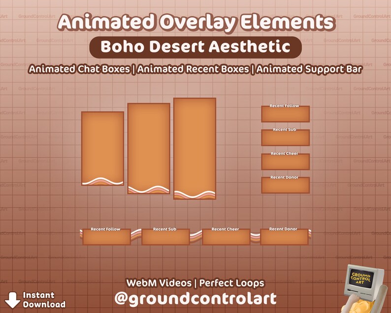 Boho Desert Twitch Stream Overlay Pack | Animated Twitch Overlay Live ...