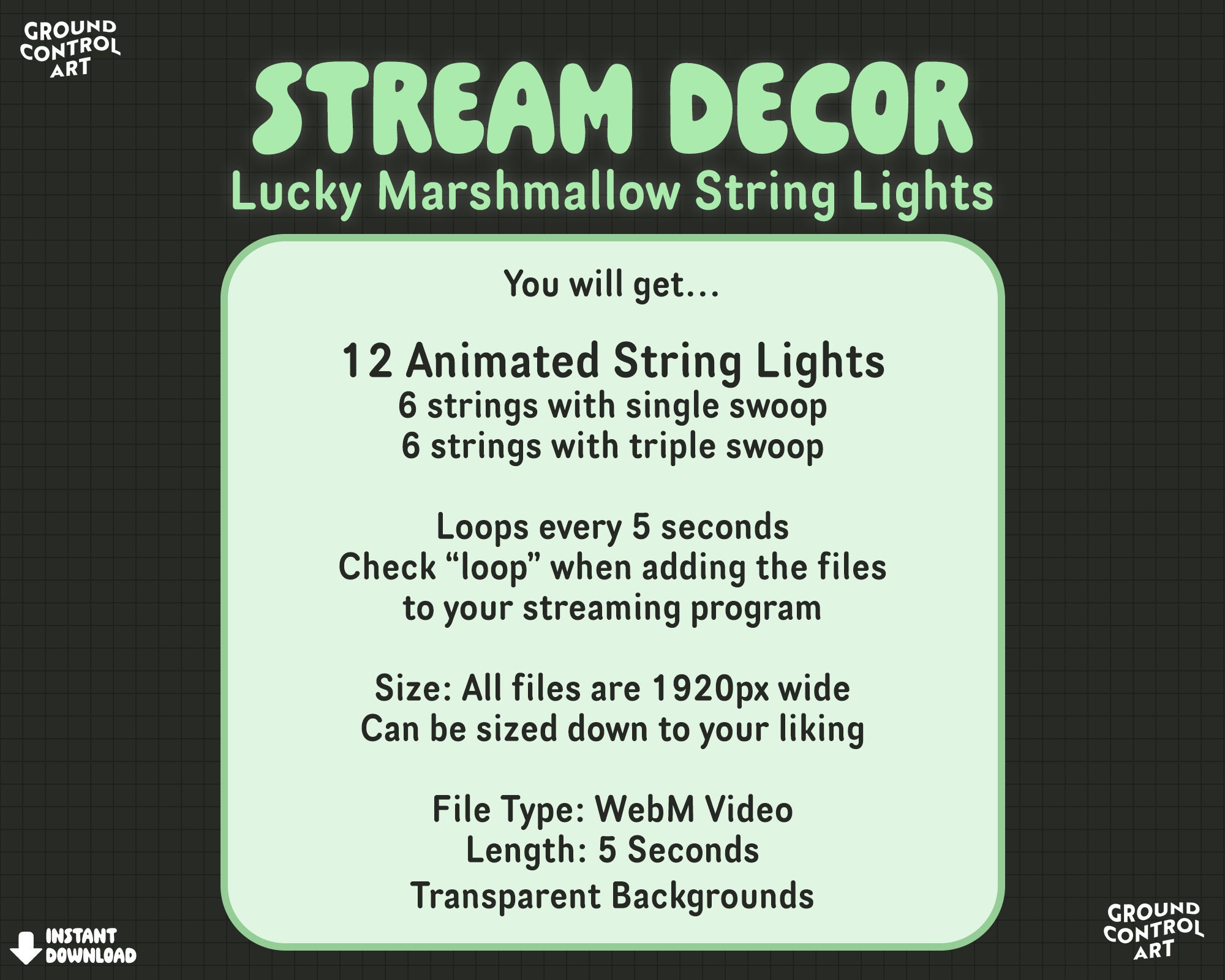 Lucky Marshmallow String Lights Animated Stream Decor | Livestream ...
