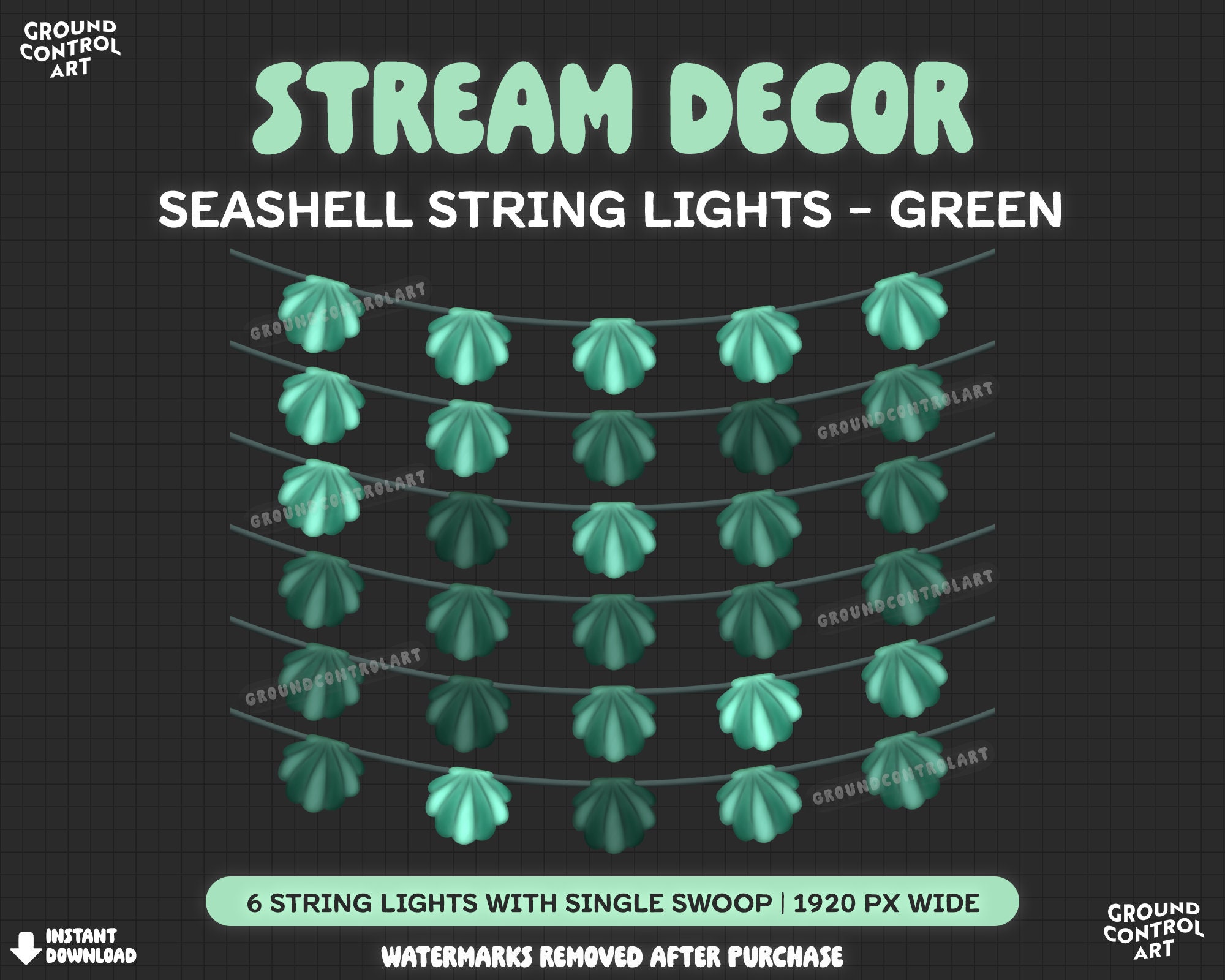 Green Seashell String Lights Animated Stream Decor | Livestream ...