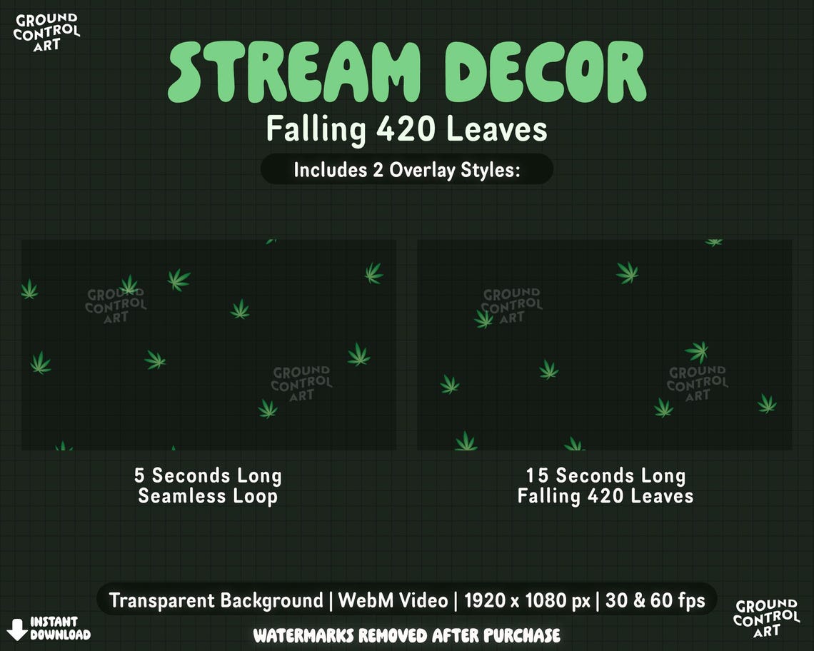 Falling 420 Leaves Animated Overlay | Great for Livestream Alert ...