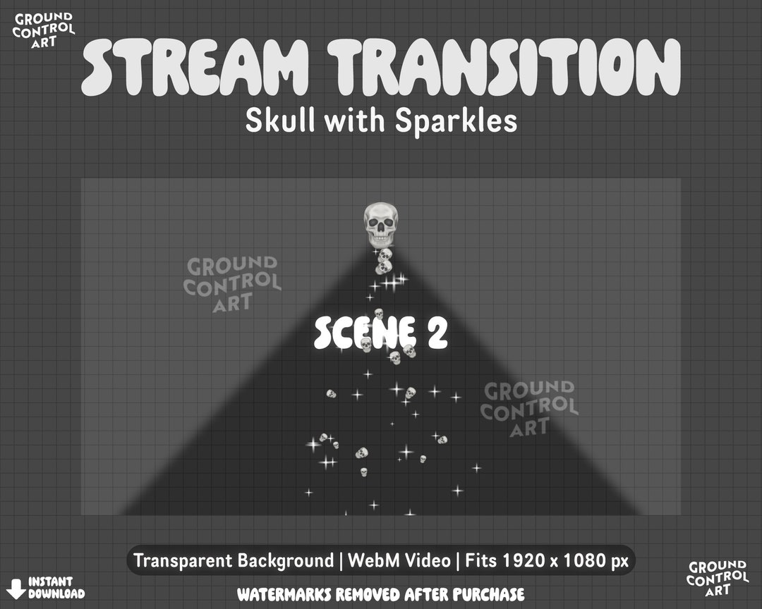Skull Sparkle Stream Transition | Animated Livestream Scene Change ...