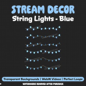 Blue String Lights Animated Stream Decor | Livestream Decoration ...
