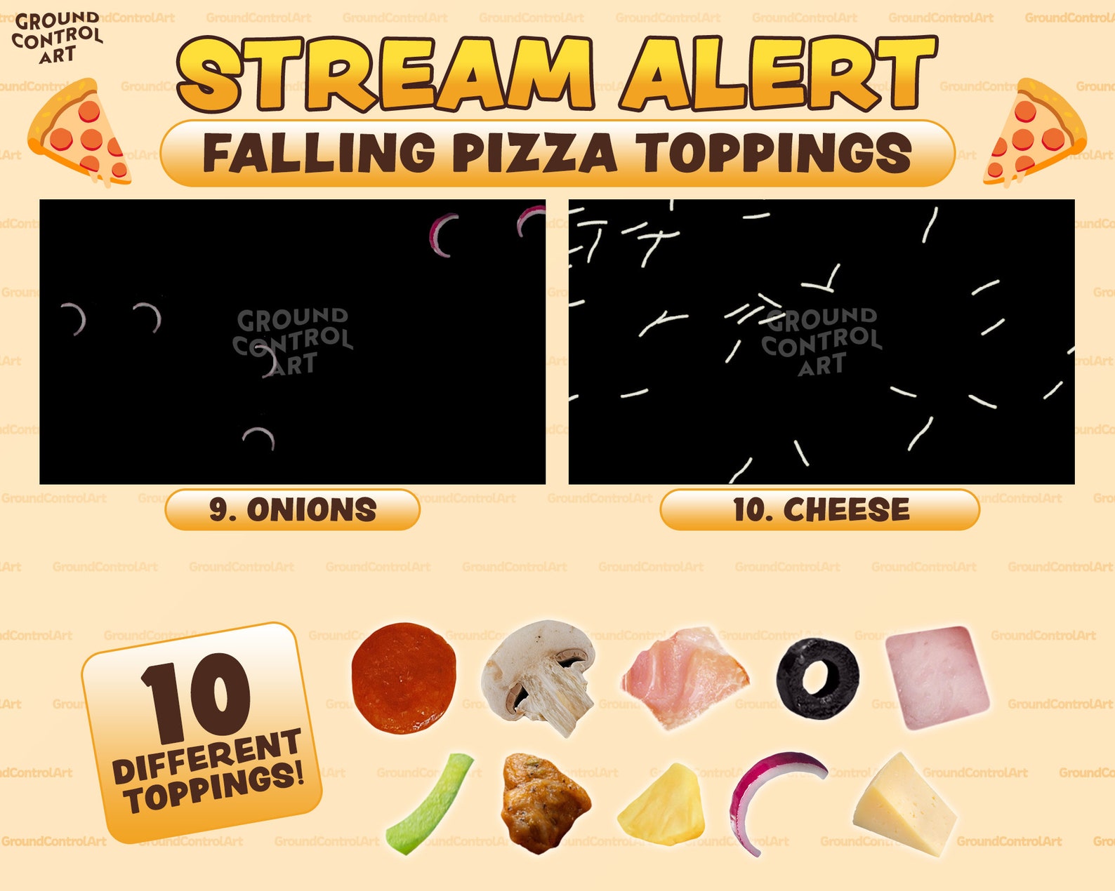 Pizza Toppings Twitch Alerts | 10 Transparent Full Screen Animated ...
