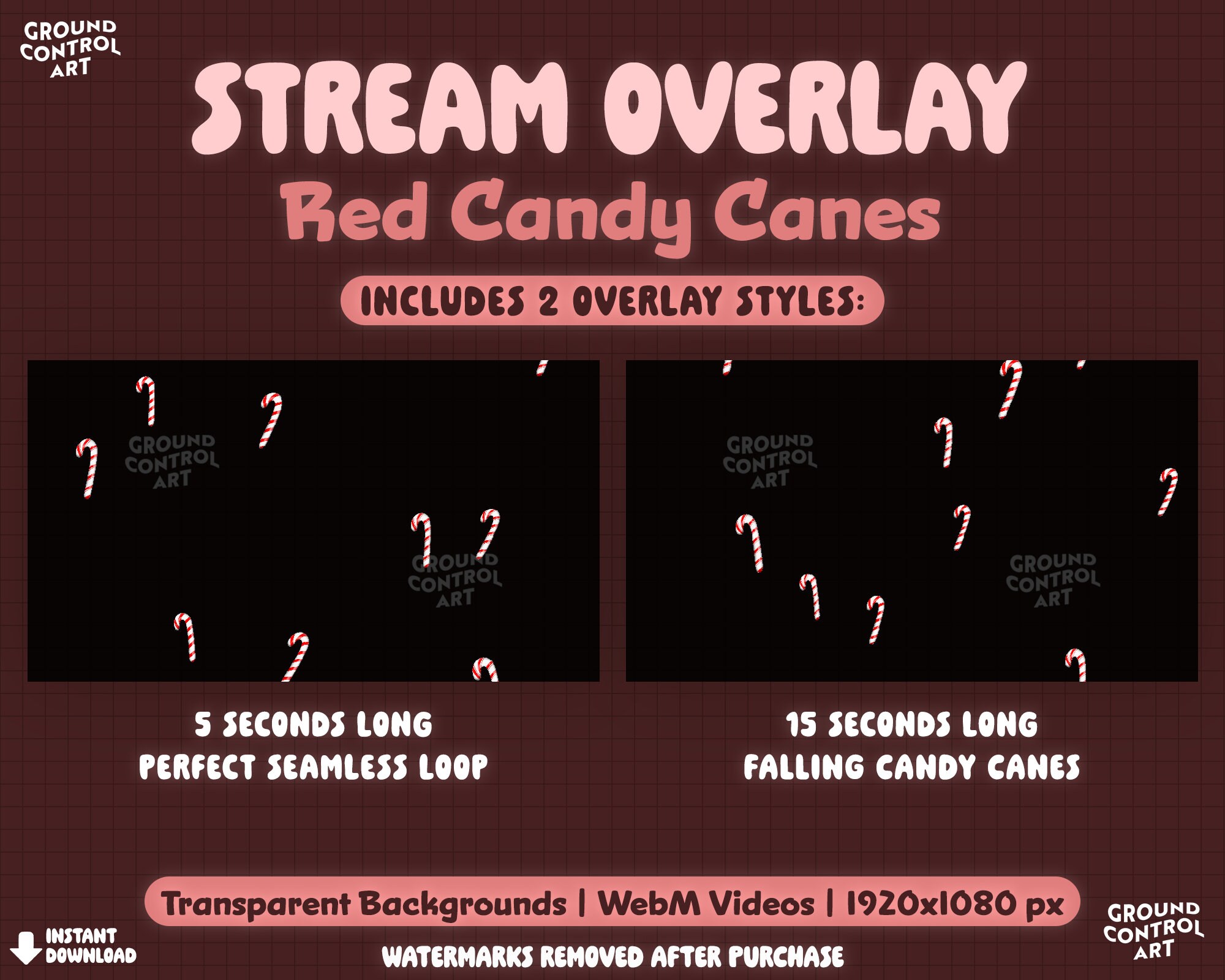 Red Candy Canes Animated Overlay | Transparent Animation | Great for ...