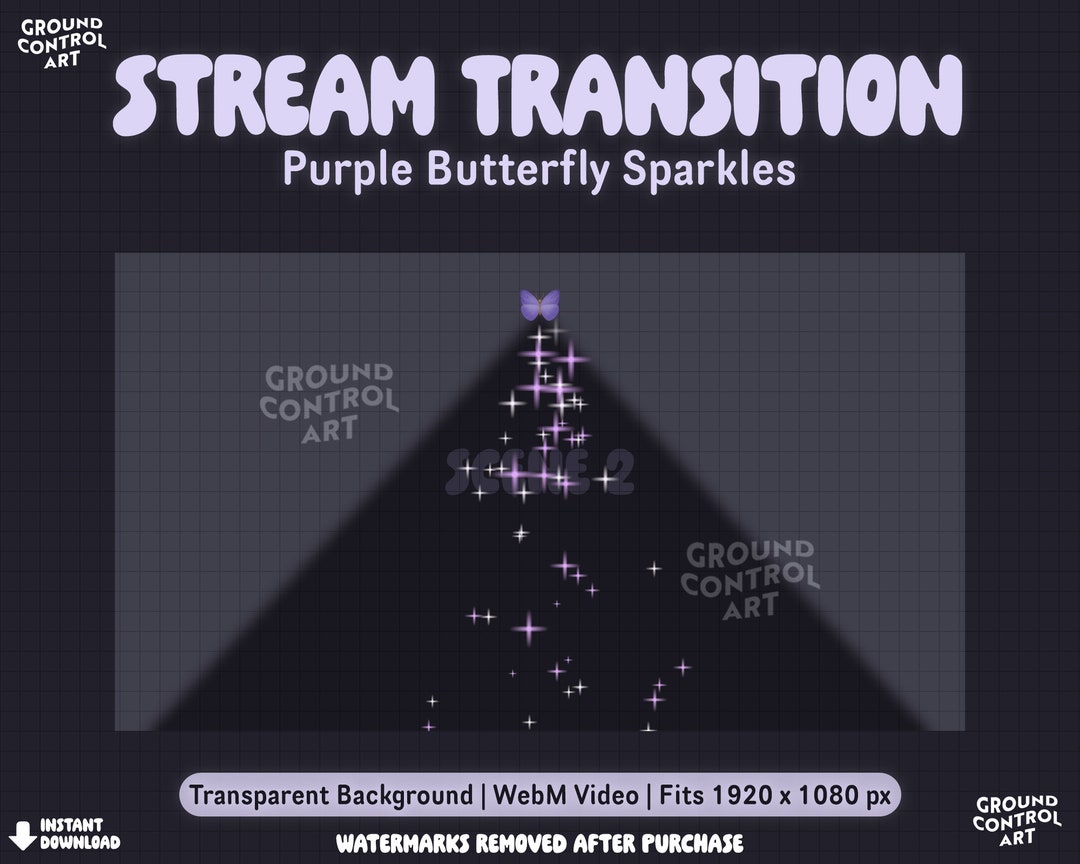 Purple Butterfly Sparkling Stream Transition | Animated Livestream ...