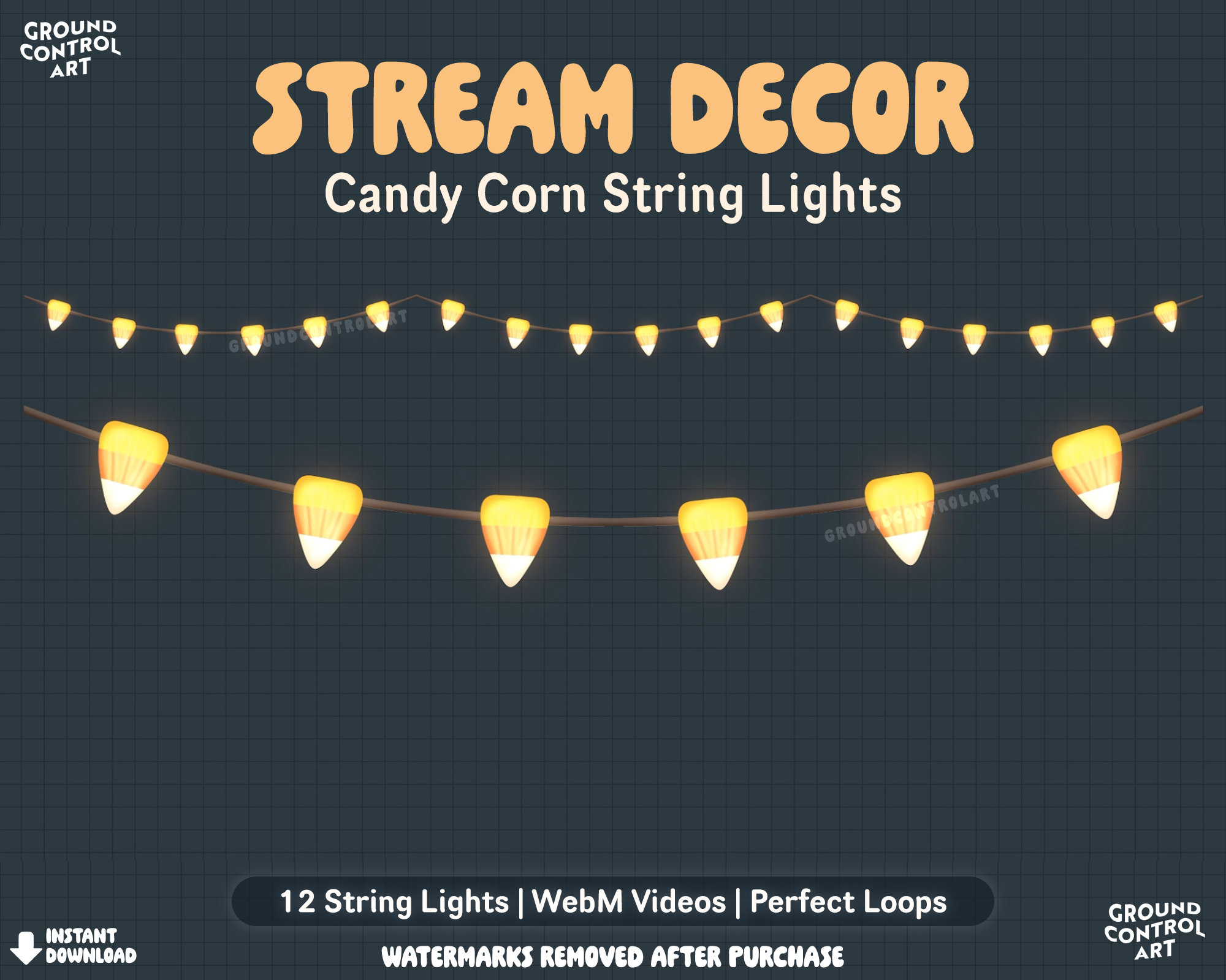 Candy Corn String Lights Animated Stream Decor | Livestream Decoration ...