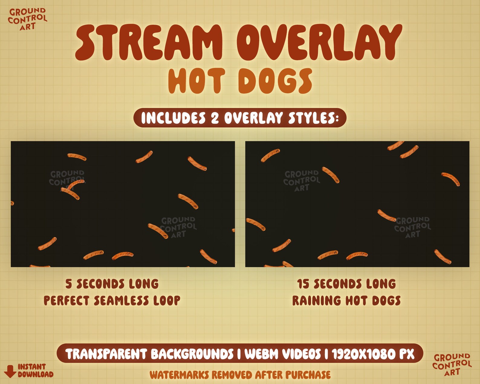 Hot Dogs Animated Overlay | Wieners Transparent Animation for Twitch ...