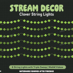 Four Leaf Clover String Lights Animated Stream Decor | Livestream ...