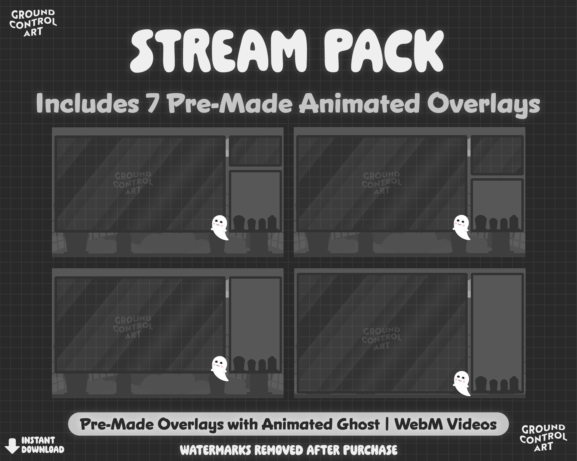 Ghostly Graveyard Stream Pack | Animated Livestream Overlay Pack ...