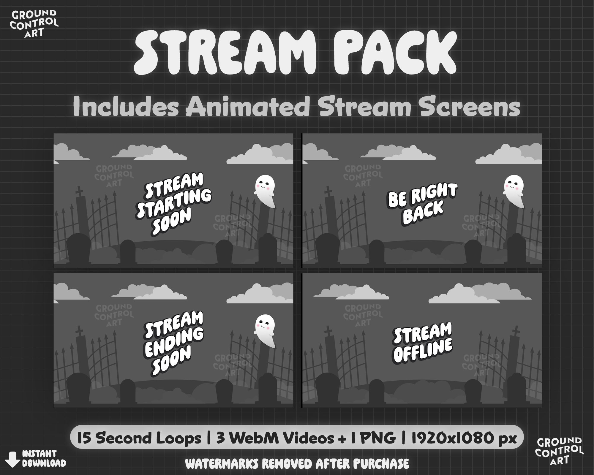 Ghostly Graveyard Stream Pack Animated Livestream Overlay Pack Spooky ...