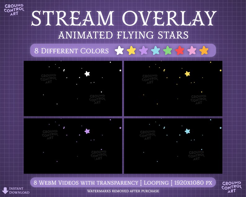 Flying Stars Animated Stream Overlay | Transparent Animation for ...