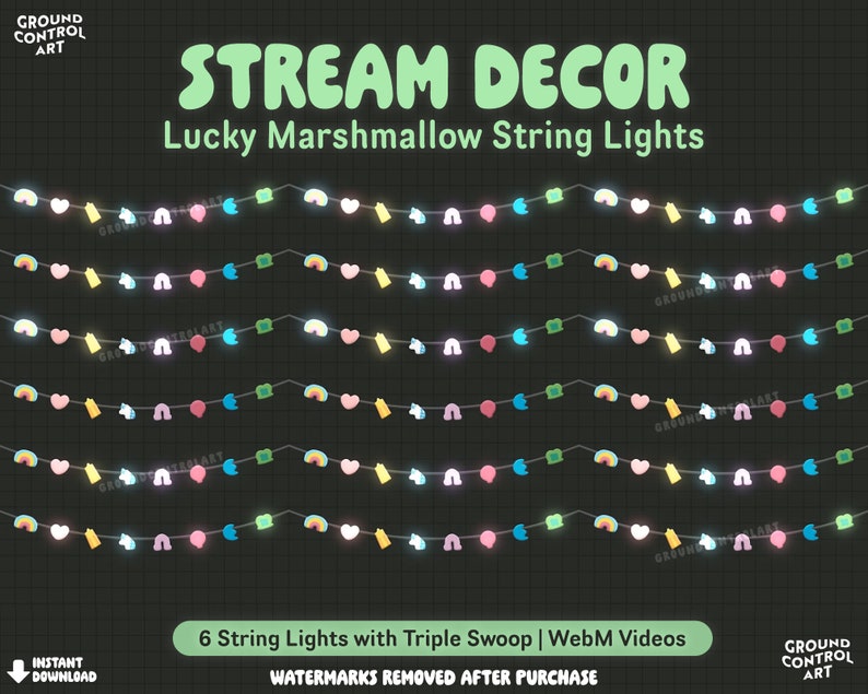 Lucky Marshmallow String Lights Animated Stream Decor | Livestream ...