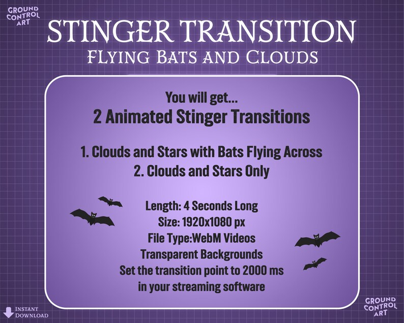 Stinger Transition | Animated Bats and Clouds Live Stream Transition ...