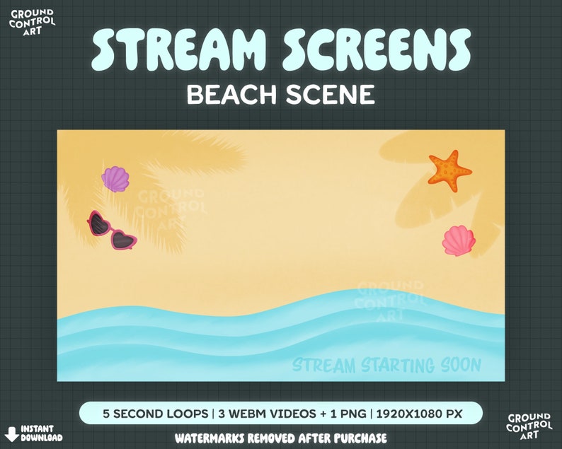 Beach Stream Screens | Animated Twitch Livestream Starting Soon | Sunny ...