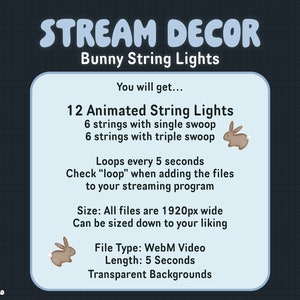 Bunny String Lights Animated Stream Decor | Livestream Decoration ...