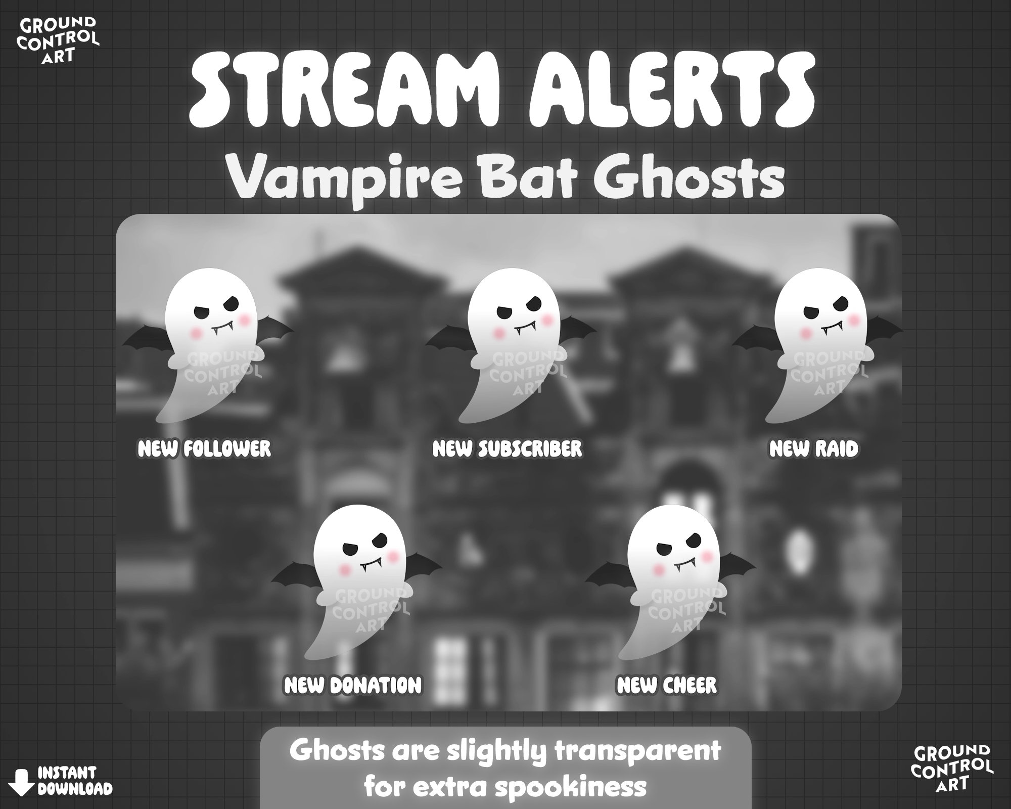 Vampire Bat Ghost Stream Alerts | Animated Halloween Twitch Alert ...
