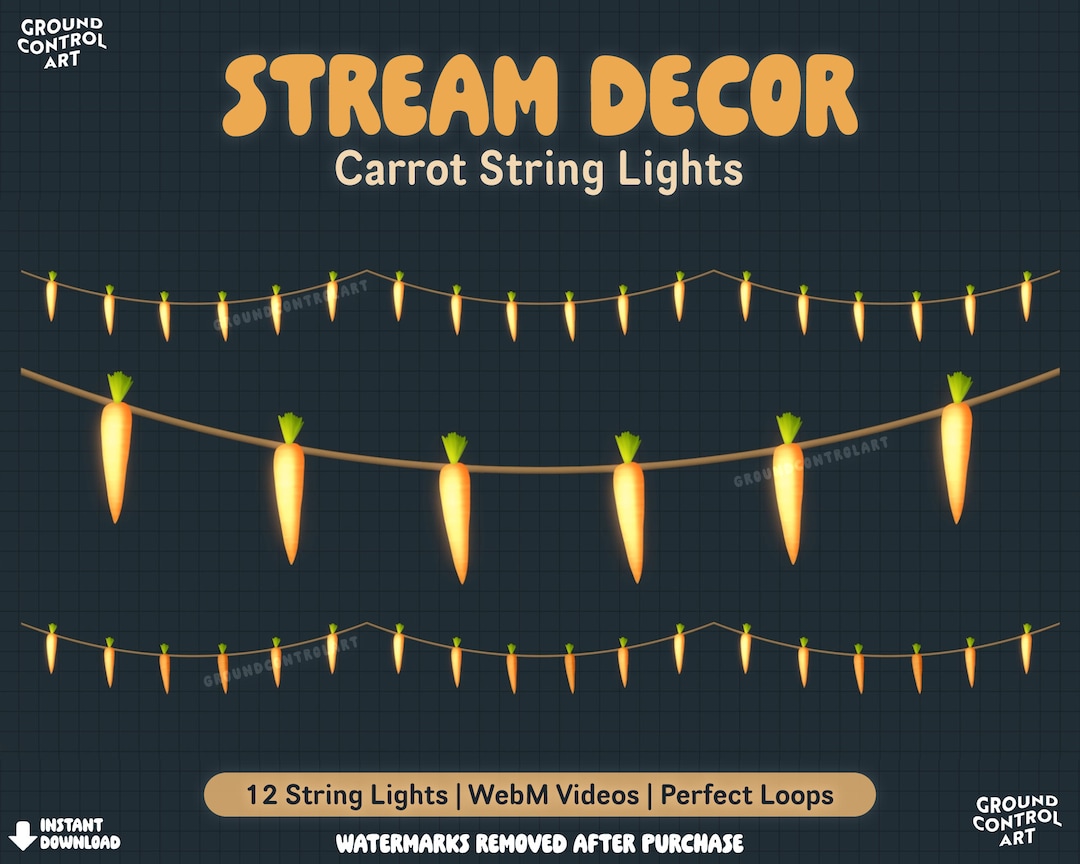 Carrot String Lights Animated Stream Decor | Livestream Decoration ...