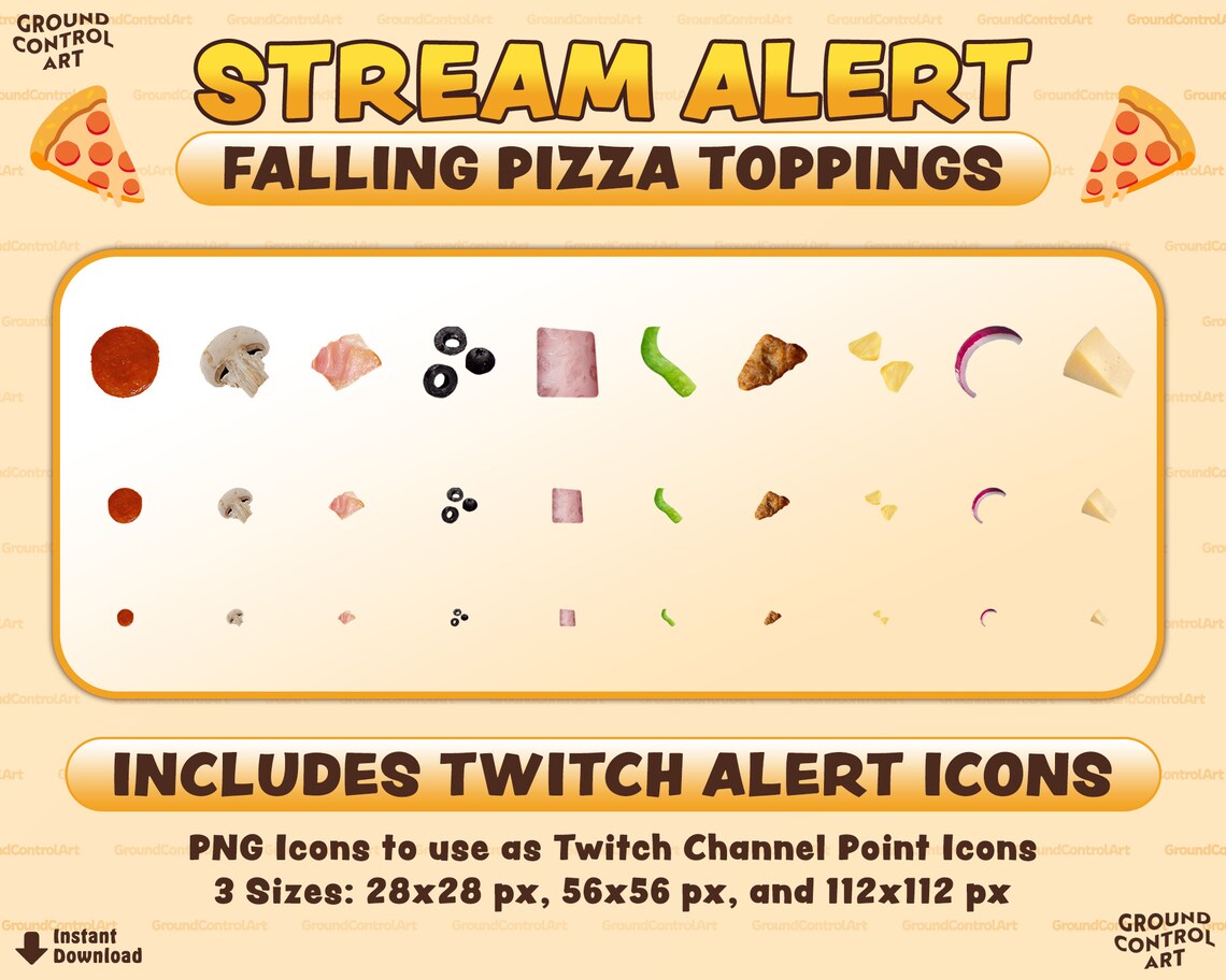 Pizza Toppings Twitch Alerts | 10 Transparent Full Screen Animated ...