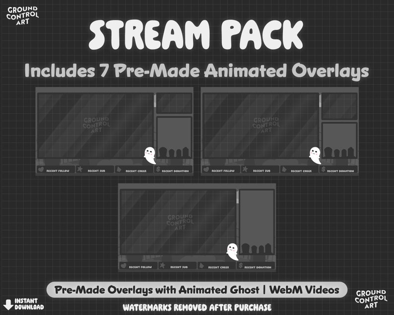 Ghostly Graveyard Stream Pack Animated Livestream Overlay Pack Spooky ...