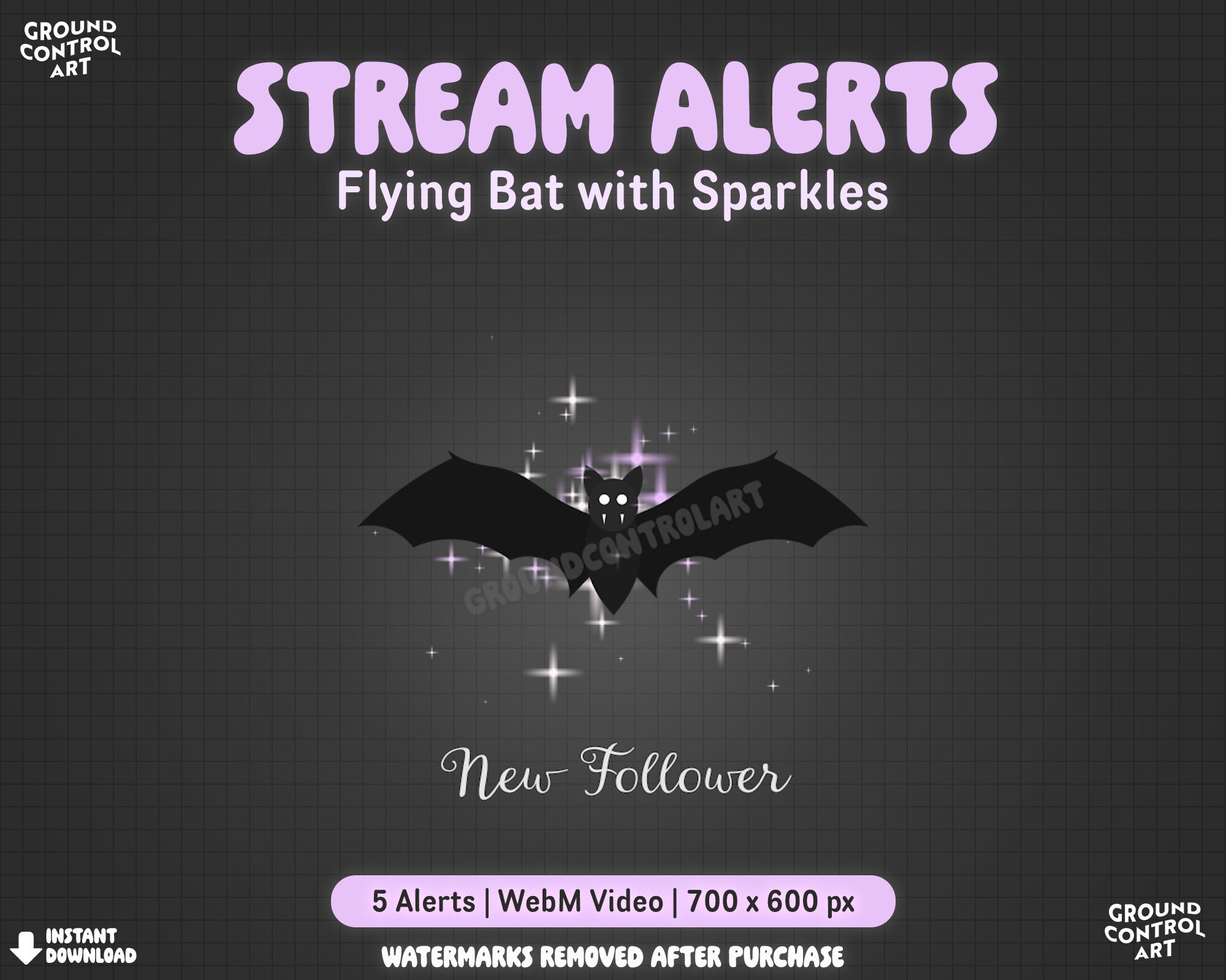 Bat Sparkle Stream Alerts | Animated Livestream New Follower Twitch ...