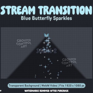 Blue Butterfly Sparkling Stream Transition | Animated Livestream Scene ...