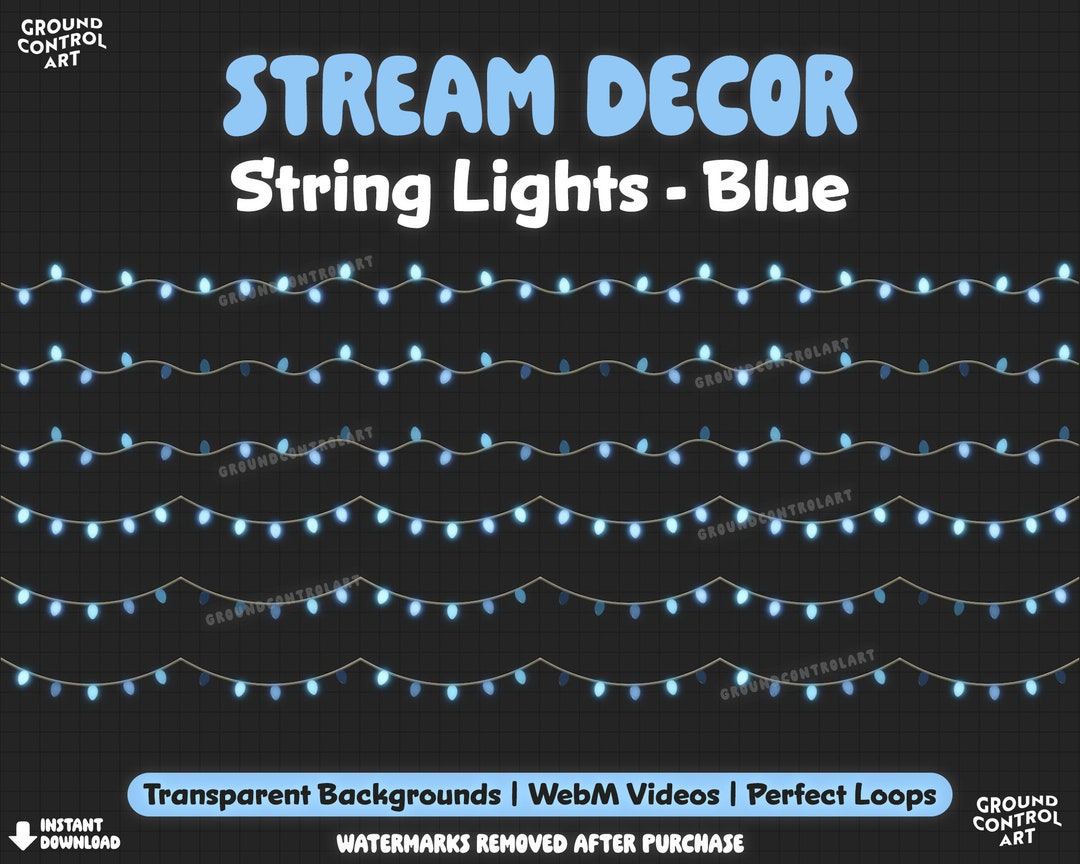 Blue String Lights Animated Stream Decor | Livestream Decoration ...