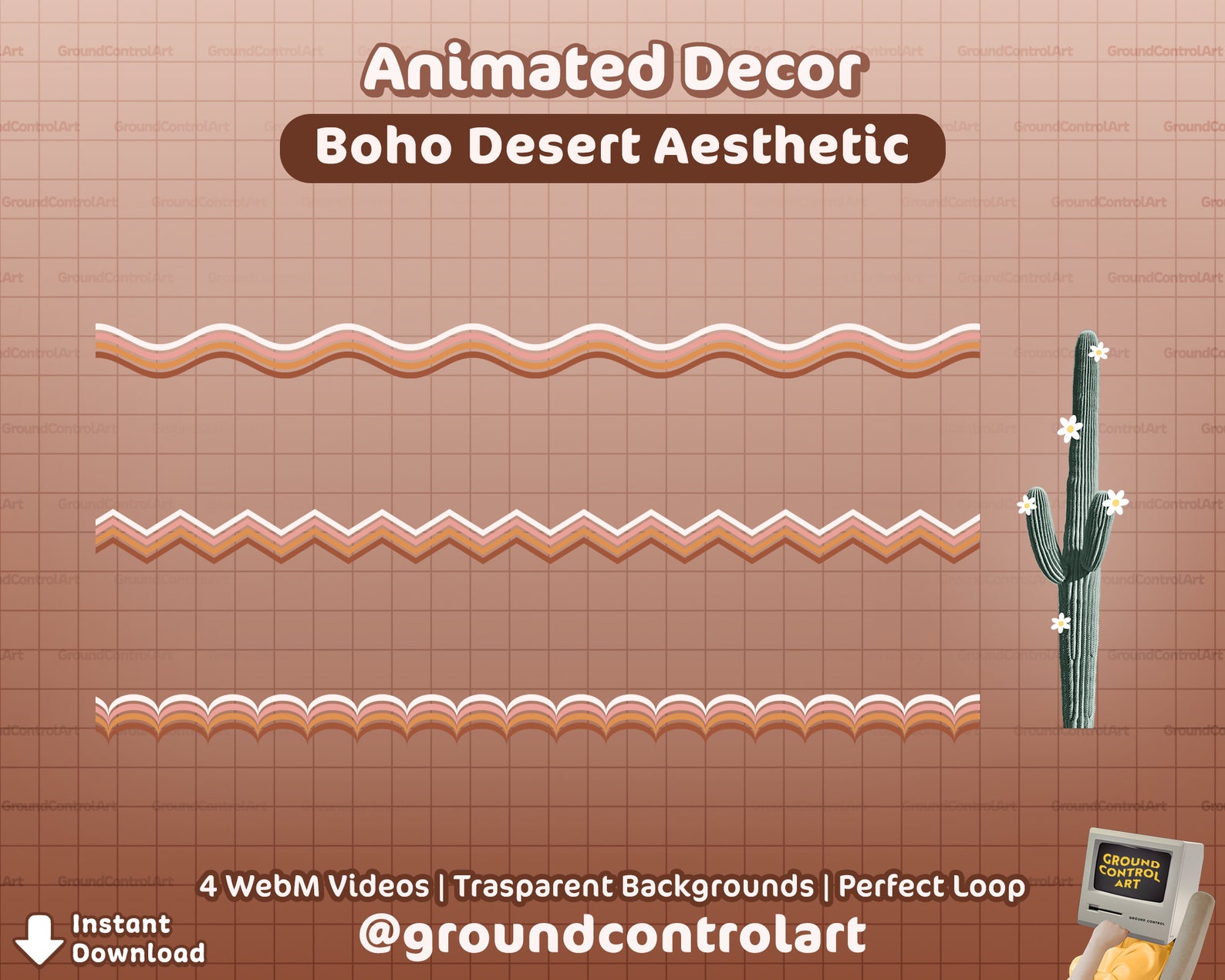Boho Desert Twitch Stream Overlay Pack | Animated Twitch Overlay Live ...