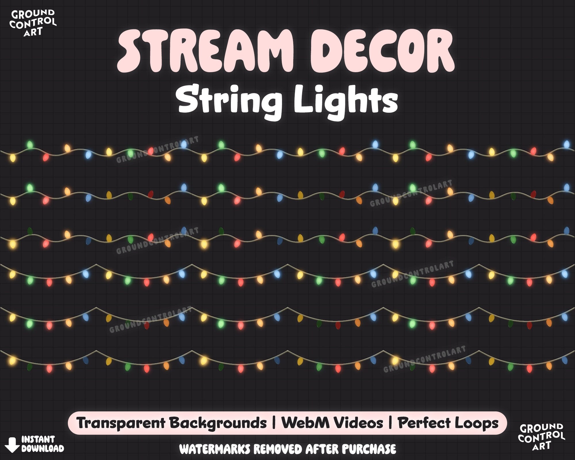String Lights Animated Stream Decor | Livestream Decoration | Perfect ...