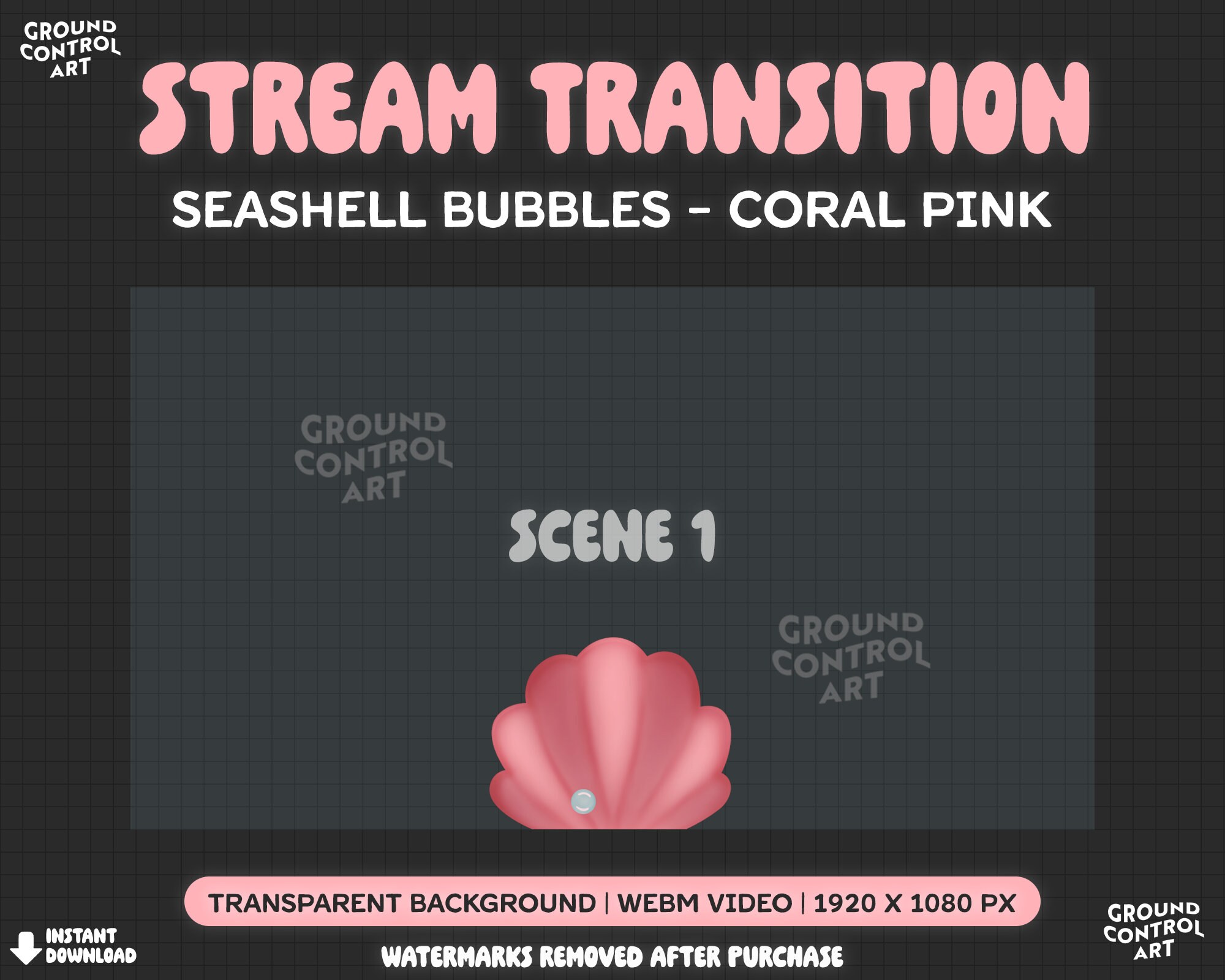 Stream Transition | Animated Pink Seashell Bubbles | Livestream Scene ...