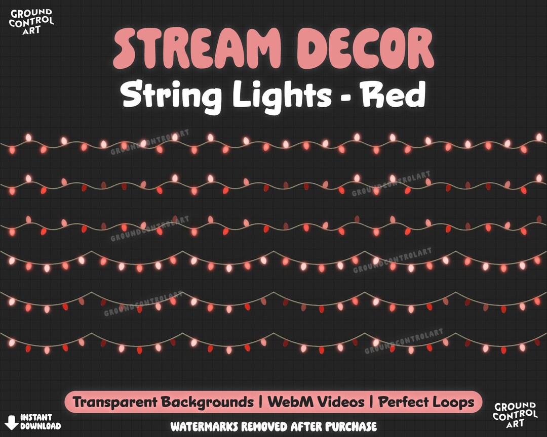 Red String Lights Animated Stream Decor | Livestream Decoration ...