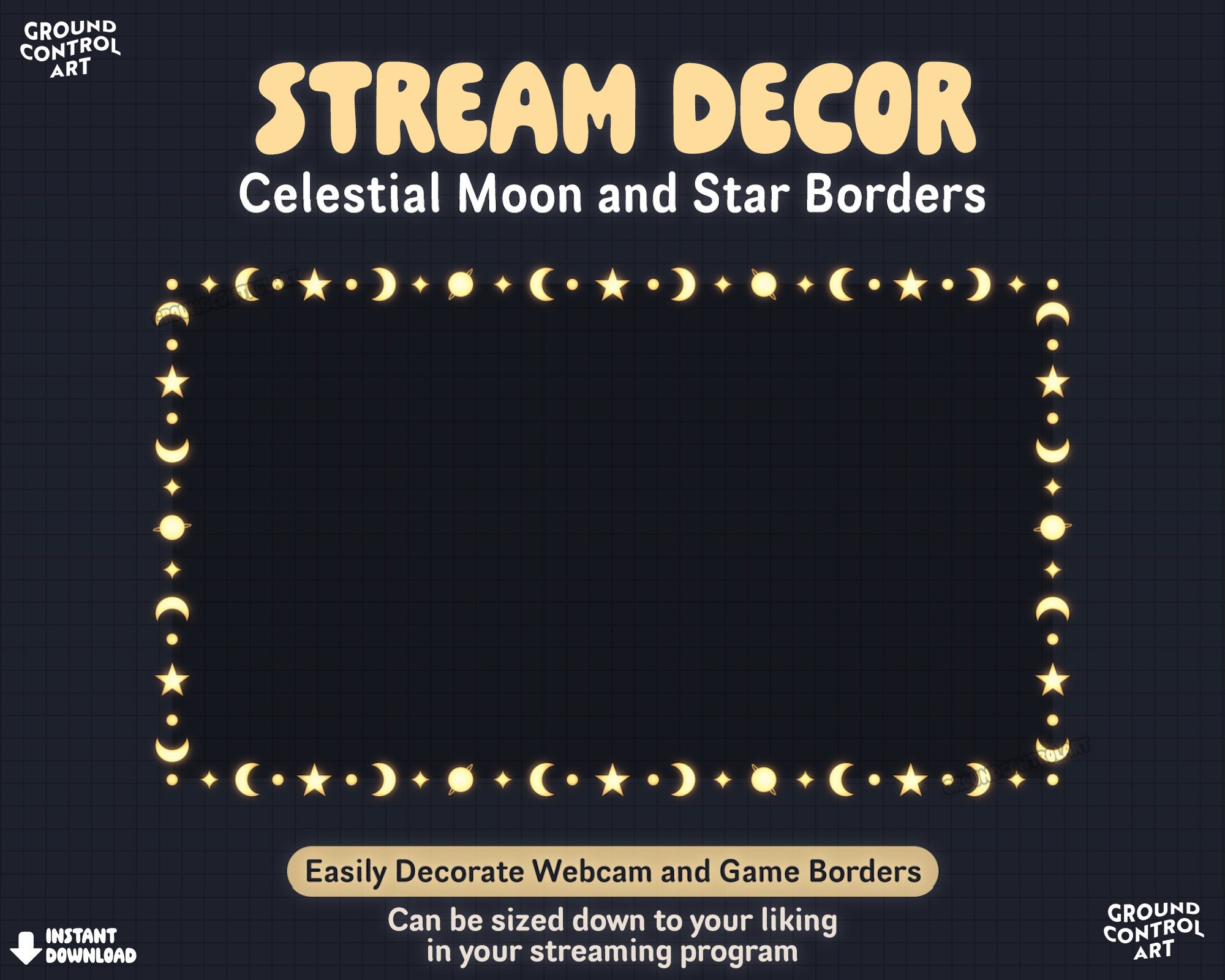 Moon and Stars Animated Livestream Borders | Stream Decoration ...