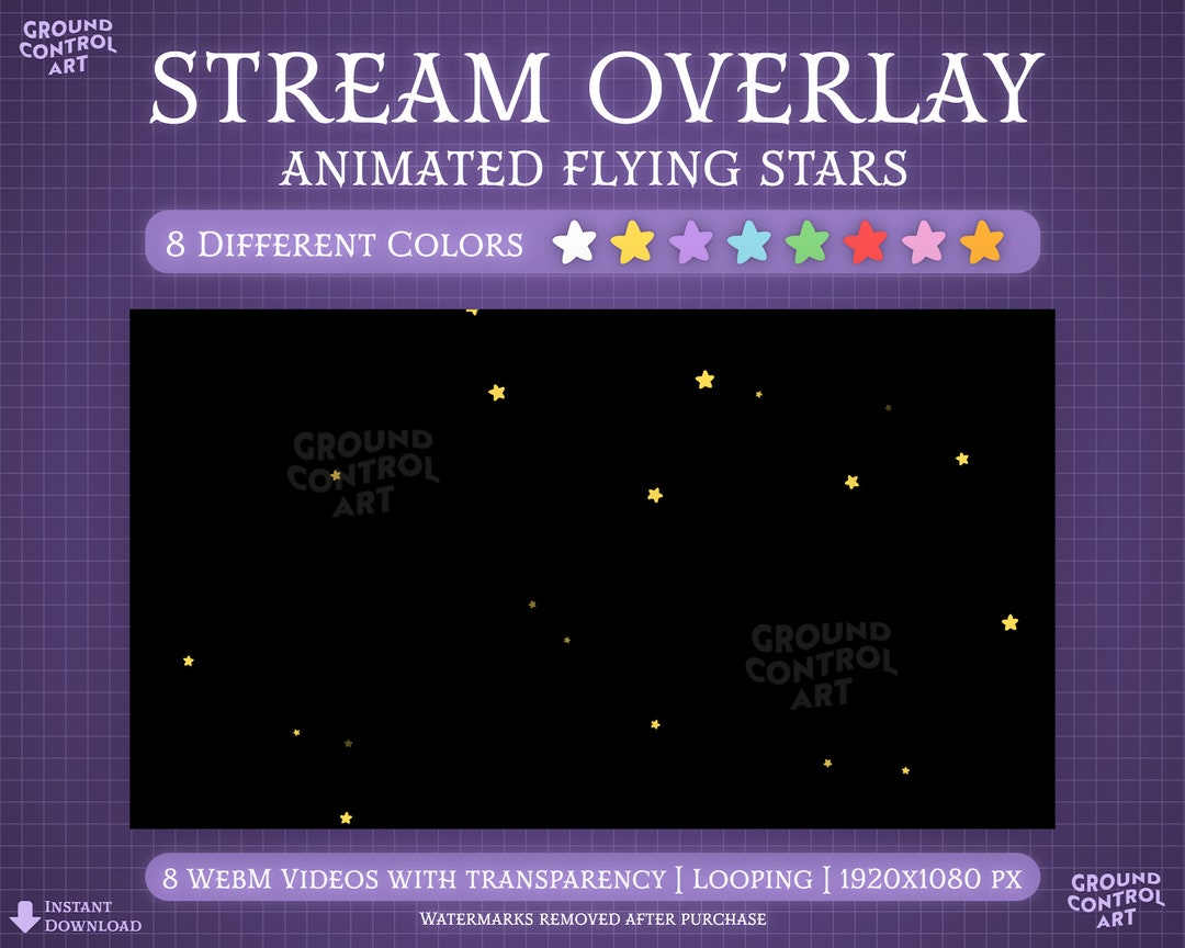 Flying Stars Animated Stream Overlay | Transparent Animation for ...