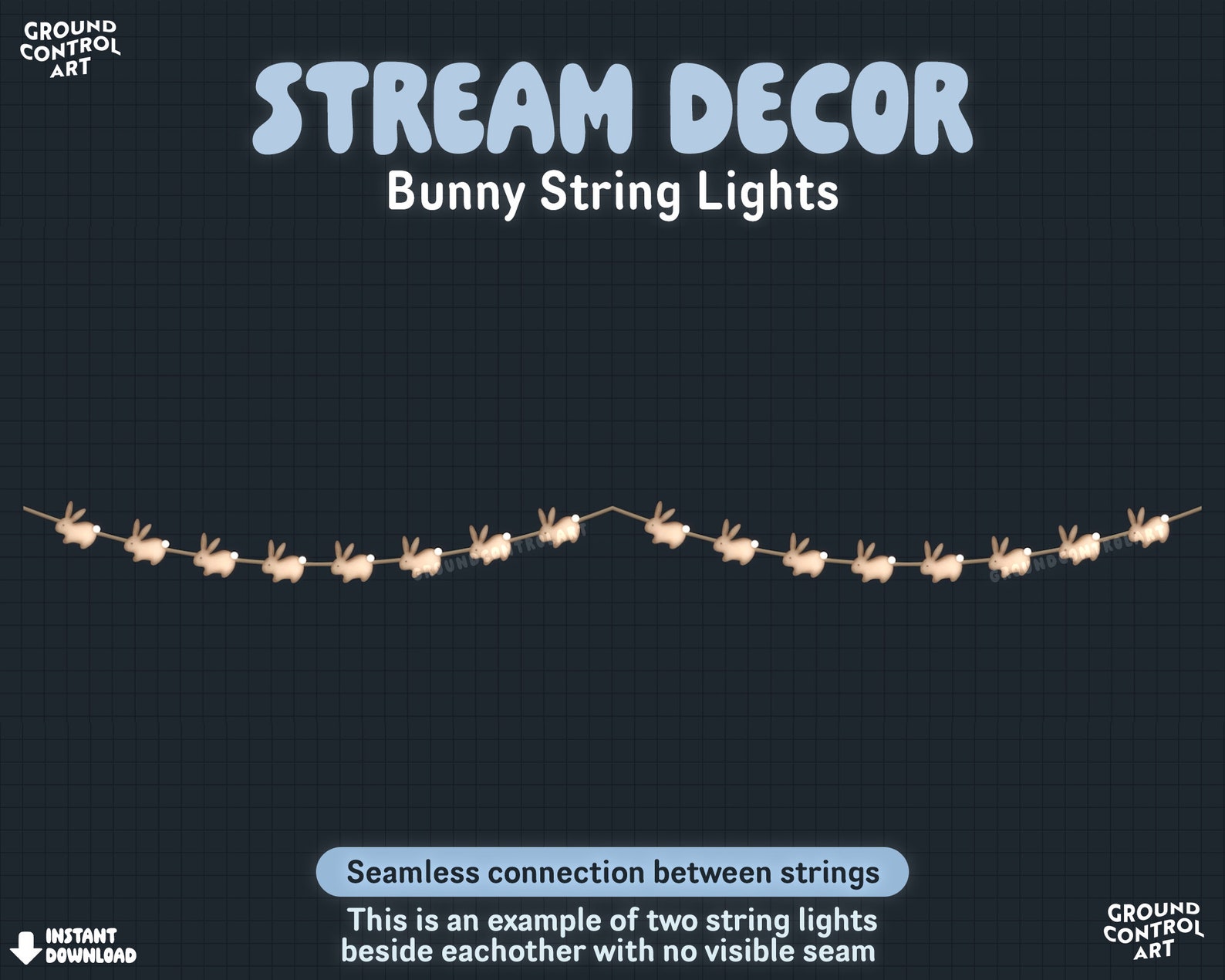 Bunny String Lights Animated Stream Decor | Livestream Decoration ...