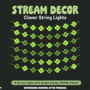 Four Leaf Clover String Lights Animated Stream Decor | Livestream ...
