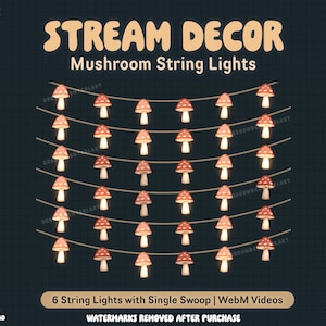 Mushroom String Lights Animated Stream Decor | Livestream Decoration ...
