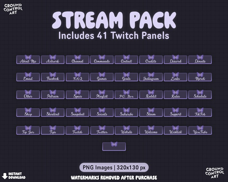Purple Butterfly Sparkling Stream Pack | Animated Livestream Overlay ...