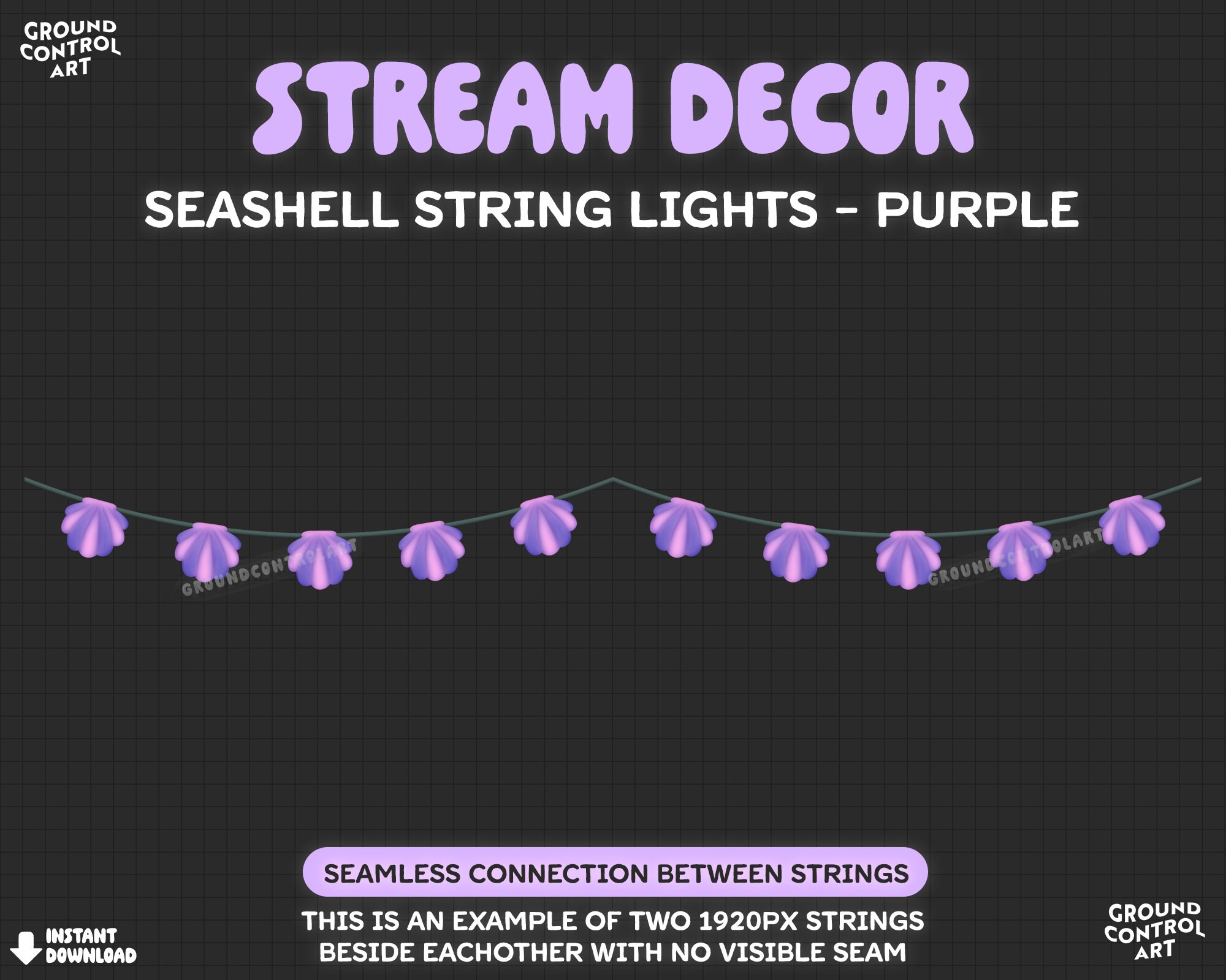 Purple Seashell String Lights Animated Stream Decor | Livestream ...
