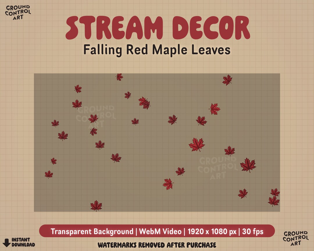 Falling Red Maple Leaves Animated Overlay | Great for Twitch Alert ...