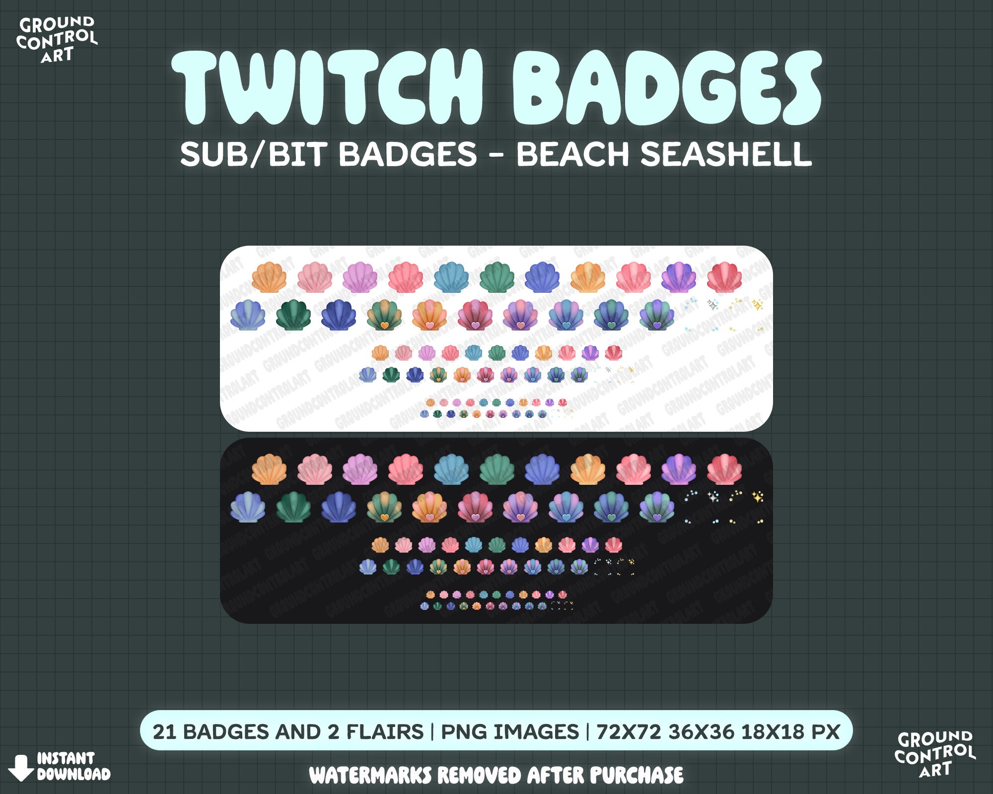 Beach Seashell Stream Badges | Twitch Bit and Sub Badges With Flair ...