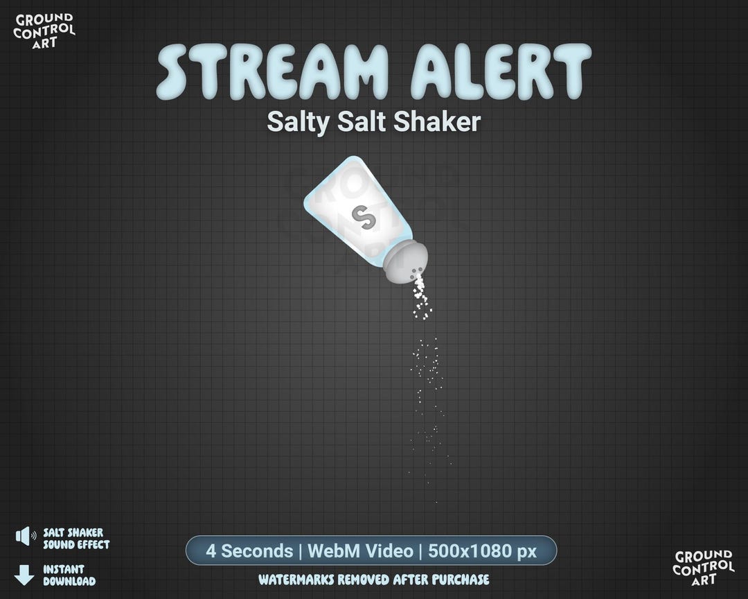 Salty Salt Shaker Stream Overlay | Animated Livestream Alert | Webm - Etsy