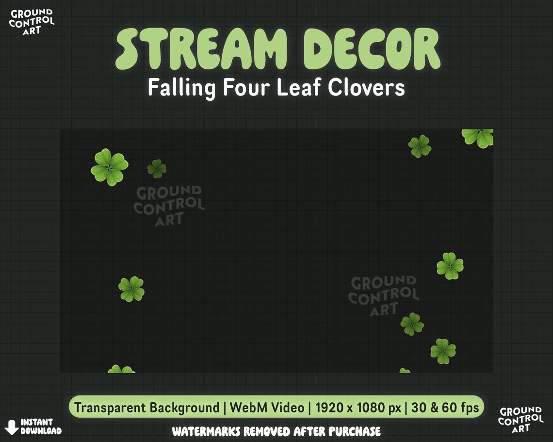 Four Leaf Clover Animated Overlay for Livestream | Transparent ...