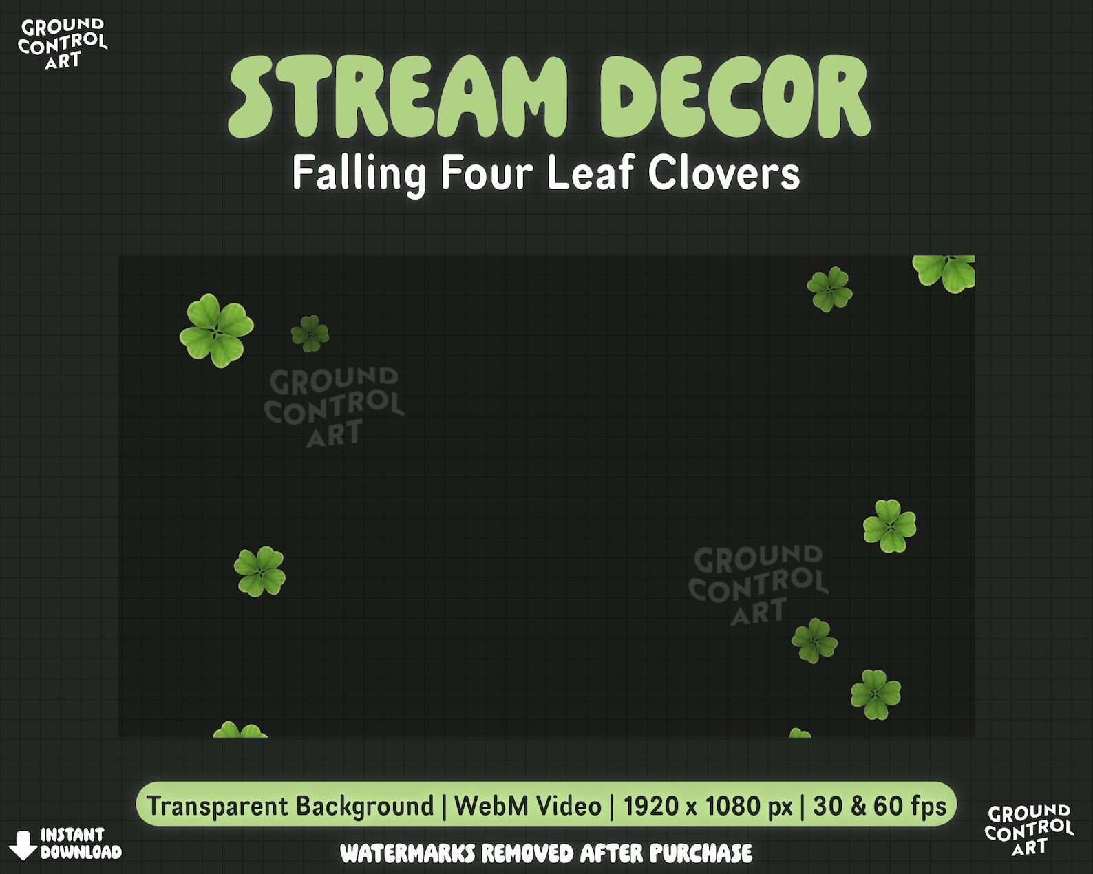 Four Leaf Clover Animated Overlay for Livestream | Transparent ...