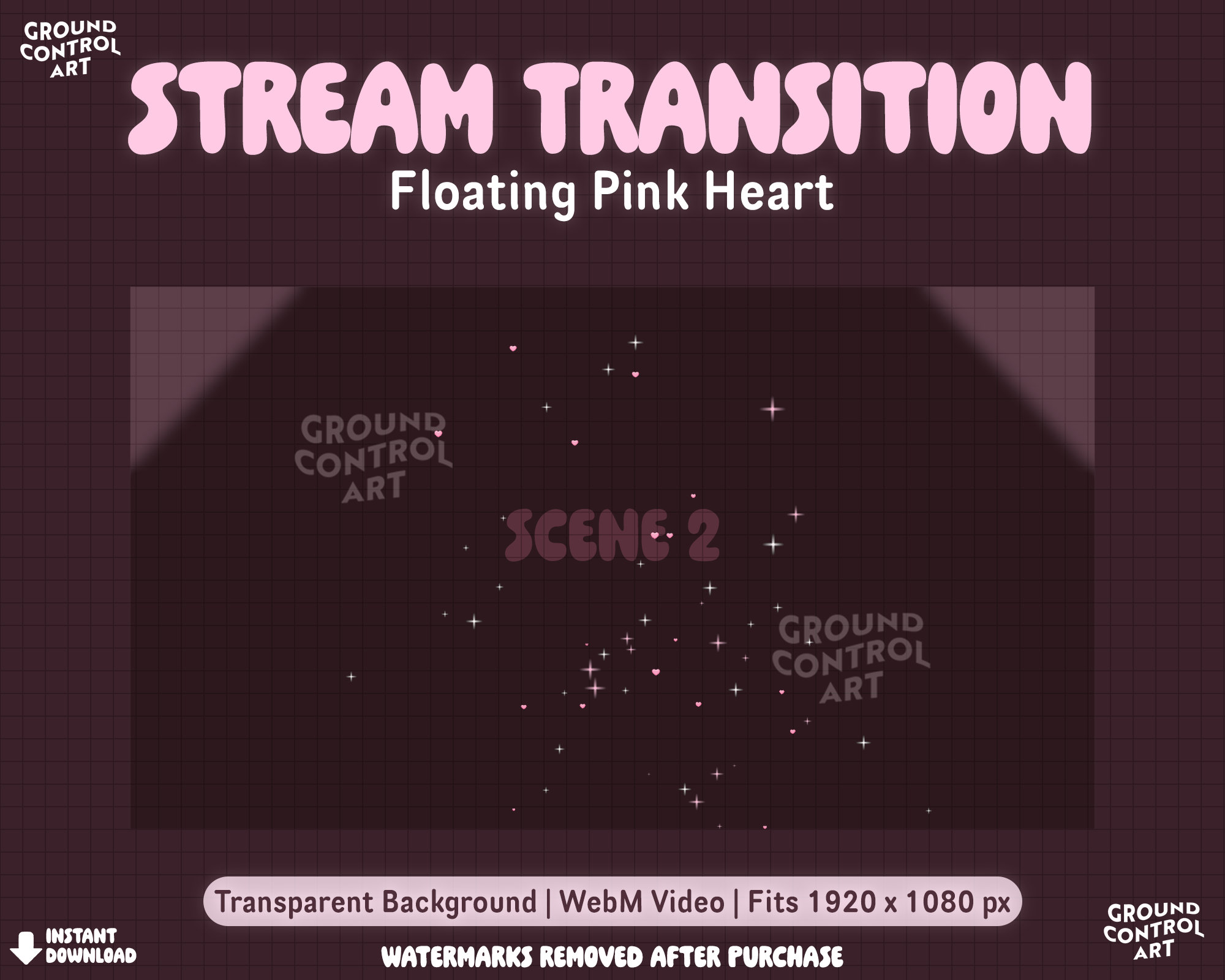 Pink Heart Sparkling Stream Transition | Animated Livestream Scene ...