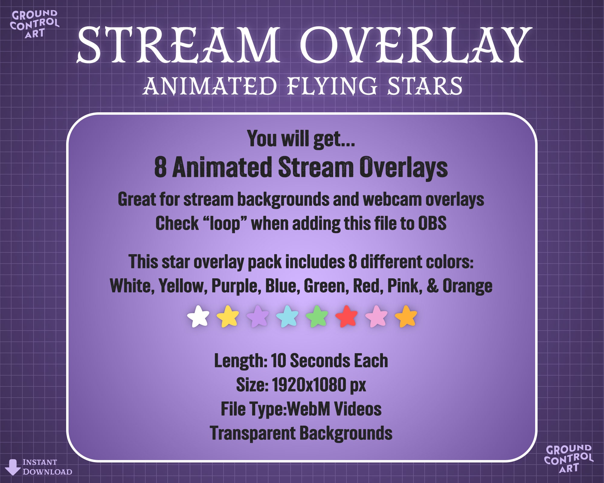 Flying Stars Animated Stream Overlay | Transparent Animation for ...
