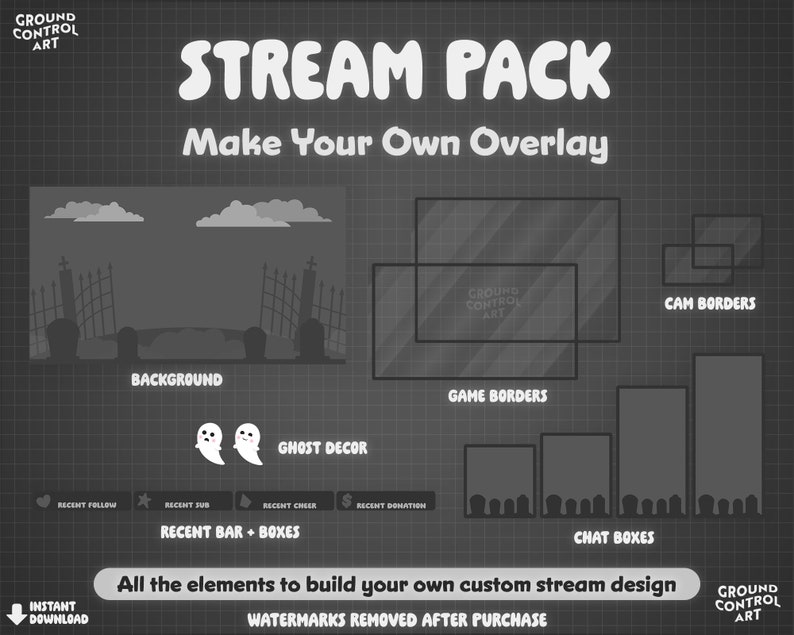 Ghostly Graveyard Stream Pack | Animated Livestream Overlay Pack ...