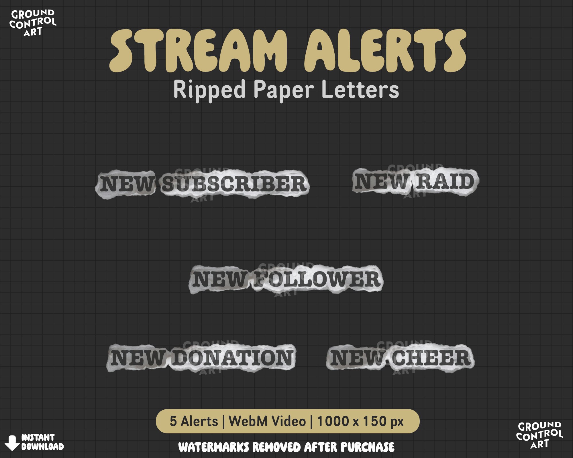 Ripped Paper Stream Alerts | Animated Livestream New Follower Alert ...