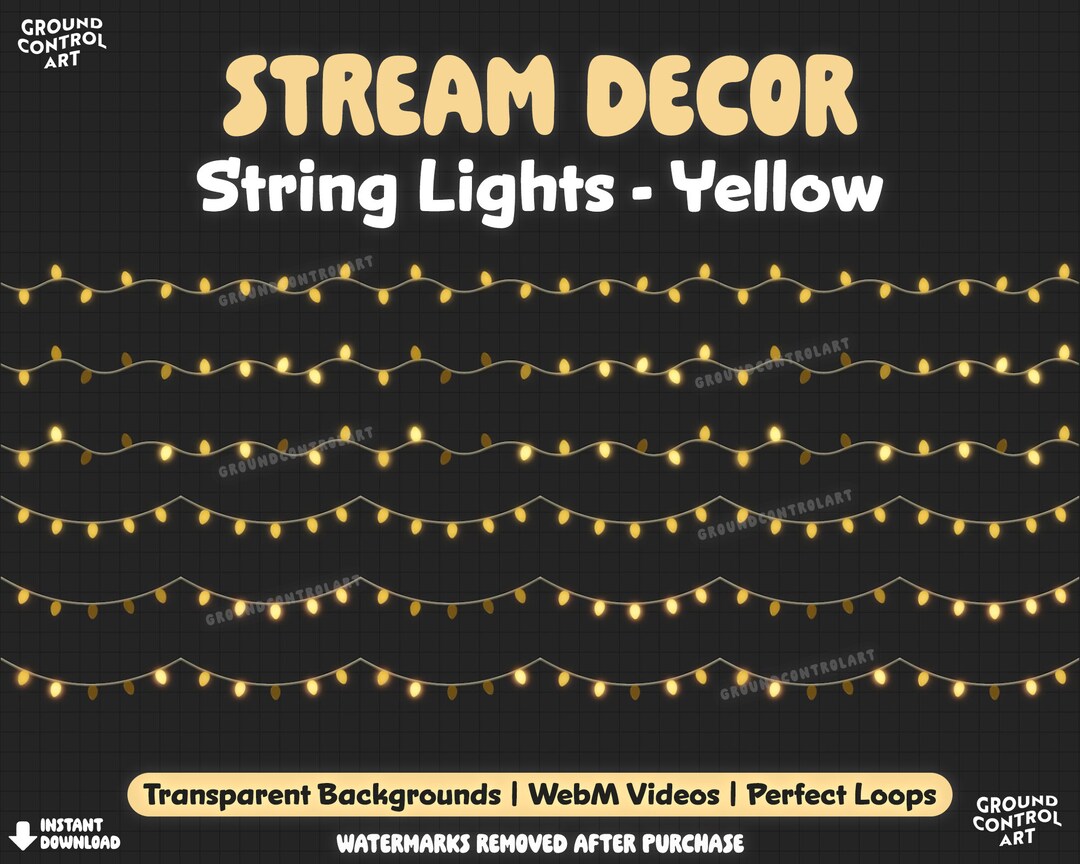 Yellow String Lights Animated Stream Decor | Livestream Decoration ...