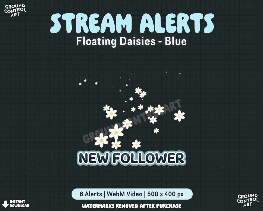 Floating Daisy Stream Alerts | Animated Livestream New Follower Alert ...